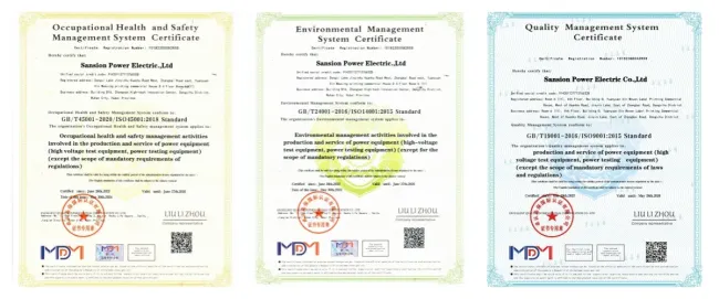 Sansion Power Electric quality certifications and standards compliance