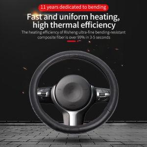 China 12V Anti Slip Universal 16W PU Heating Car Steering Wheel Cover for sale