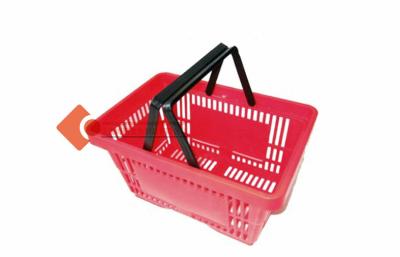 China Stapelbare Plastic het Winkelen de Opslagmand van de Mandenkruidenierswinkel met Handvatten Te koop