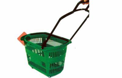 China 45L het Handvat van HDPP Rolling Plastic het Winkelen Manden voor Supermarkt Te koop