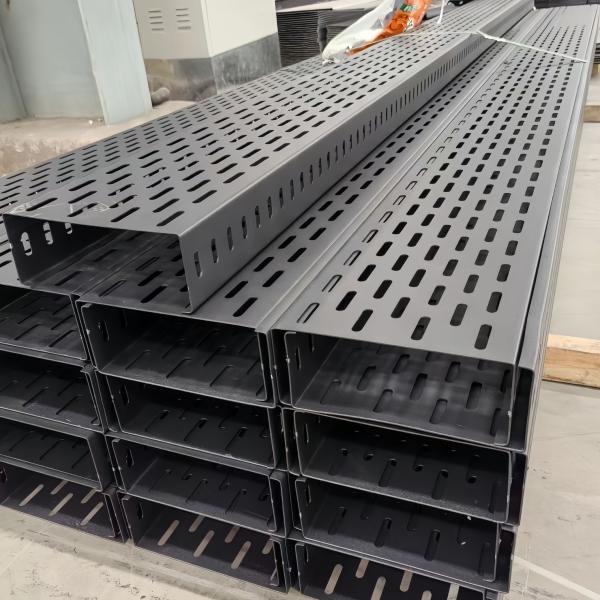 Quality Ventilated 300mm Powder Coated Perforated Cable Tray 2.4 M 8 Ft for sale