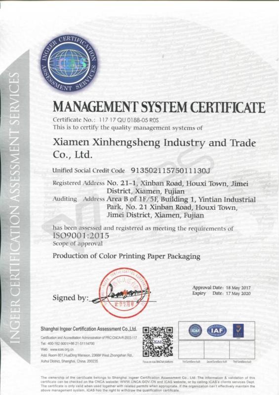 MANAGEMENT SYSTEM CERTIFICATE - Industry & Trade Co., Ltd.