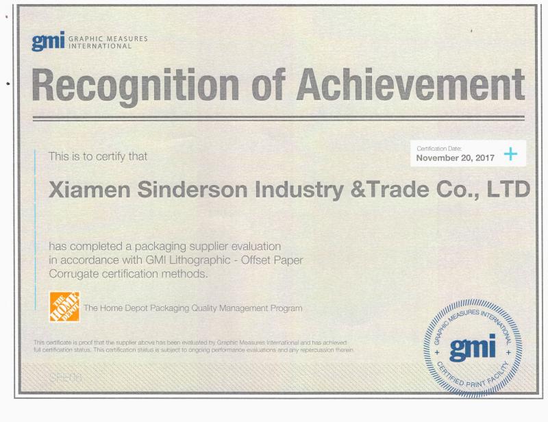 Recognition of Achievement - Industry & Trade Co., Ltd.