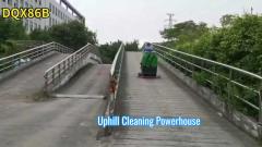 Floor scrubber with 86 cm cleaning width, front-wheel drive for uphill surfaces, CE certified