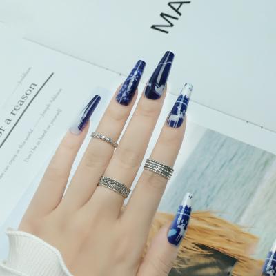 Cina Easy Extension Professional Acrylic Fake Straight Curve Full Cover Full Cover Wear Pattern Clear Colorful Coffin Nail Tips in vendita