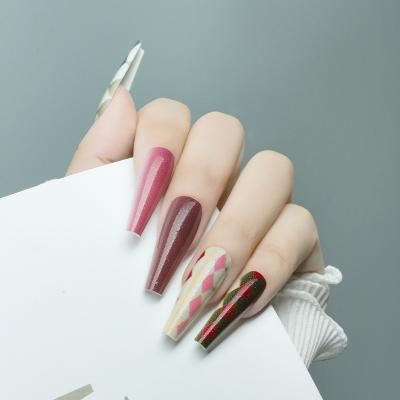 Cina Easy Wear Artificial Sharp Lingge Tips Long False Color Form Long Sharp Nail Salon French Nail Tips in vendita