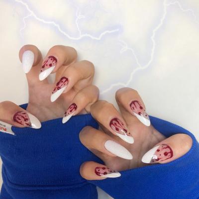 Cina Fashion Halloween Blood Drop Design Cover Full Finished False Nail Tips ABS Press On Nails Detachable Fake Nails in vendita