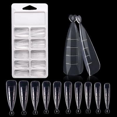 Cina Easy Use Nails Tips In Box Clear 500pcs Plastic Extra Long XXL Pointed False Curve Artificial Nail Stiletto Tips in vendita