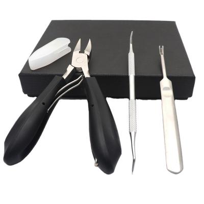 Cina Dead Cuticle Pusher Stainless Steel Scissor Skin Nippers Dead Scissors Fork Nail Nipper Tweezer Pedicure Manicure Gel Remover Set in vendita