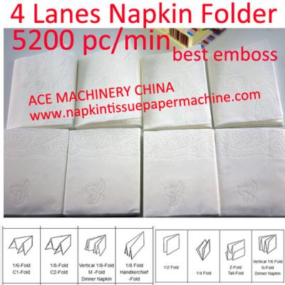 China Super High Speed 4 Lines Automatic Napkin Machinery For Z Fold Paper Napkin 5200 Sheet/Min for sale