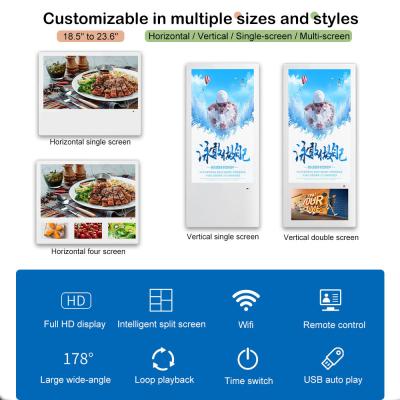 China 23.6 Inch Elevator Advertising Display Wall Mounted Vertical Elevator Ultra Thin Wifi Android Touch Player for sale