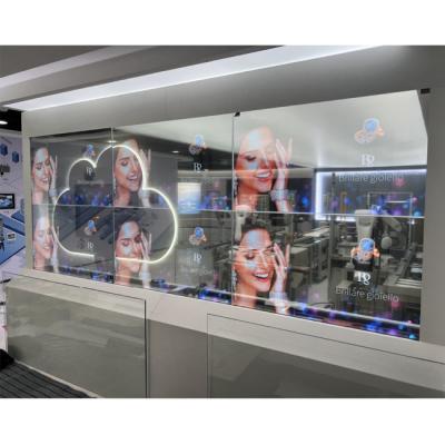 China Android Windows OLED Digital Signage 55 Inch Transparent Touch Screen Panel Transparent Video Screen for sale