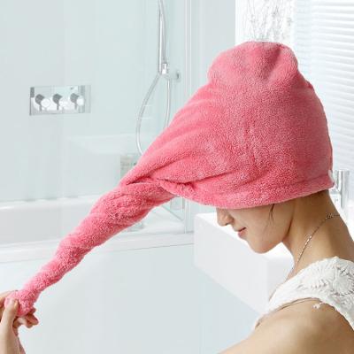 China Women Bathroom Quick-drying Microfiber Bath Towel Hair Dry Cap 25x60cm for sale
