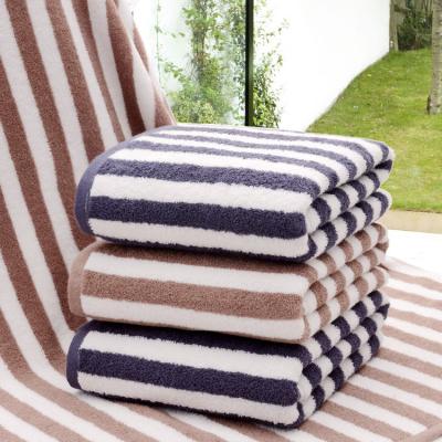 China wholesale 100% cotton striped hotel bath towels for sale