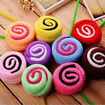 China colorful cotton lollipop shape cake towel candy towel for sale