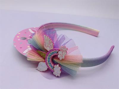 Cina Polyester per le ragazze Unicorn Hair Band, Accessoiri per i capelli arcobaleno per bambini in vendita