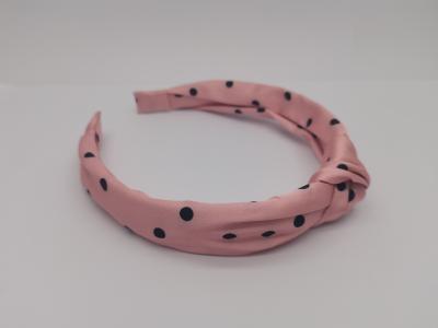 China Stoffen haarband voor vrouwen meisjes dames roze met zwarte kleine stip in levendige tinten Te koop