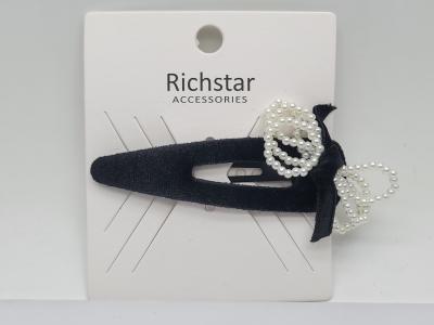 China Soft Touch Black Hair Clip With Bow Fabric Hair Accessories for sale