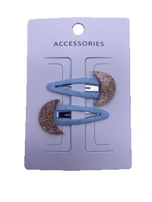 China Sequin Moon Childrens Hair Accessories Hair Pin Fabric Wrapped Material for sale