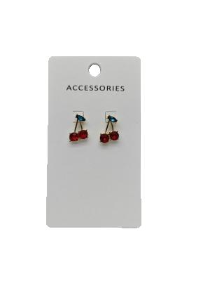 China Early Summer New Red Zircon Cherry Ear Studs Elegant Trendy Fruit-Shaped Earrings for Women Girls All-Match Fashionable Stylish for sale