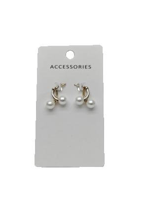 China Women's Real Gold Plated Imitation Pearl Drop Earrings Cubic Zirconia Stud Geometric Shape Brass Jewelry for sale