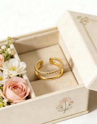 China Waterproof Tarnish-Resistant Stainless Steel Adjustable Twist Open Ring for Daily Wear for sale