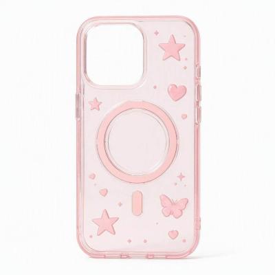 China Custom Magnetic Cute Y2K Pink Clear Phone Case for iPhone for sale
