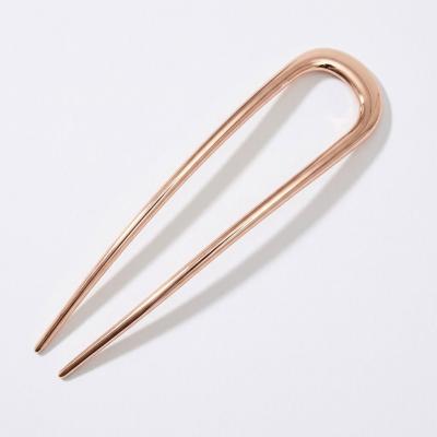 China Minimalist U-Shaped Metal Hair Pin | Rose Gold, Gold, Silver Chignon Hair Stick for Women for sale