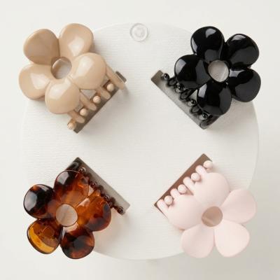China Bulk Flower Claw Clip Set (4 Pcs/Set) – Matte & Glossy Floral Hair Claws for Women & Girls for sale