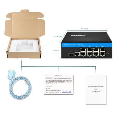 China 8 Port Industrial Managed PoE Switch 240W Gigabit LAN Layer 2 VLAN ERPS Ring CE DIN Rail for sale