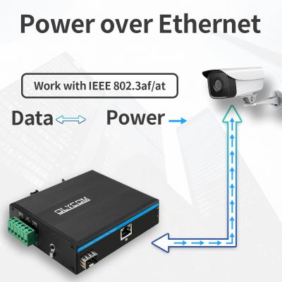 China Industrial PoE Media Converter 100/1000M Fiber Gigabit Ethernet 15.4W 30W Mini Case for sale