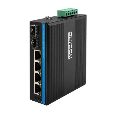 中国 6 ポート 頑丈 イーサネット スイッチ 100M/1000M 自動センサー SFP ファイバー 無管理 24V 販売のため