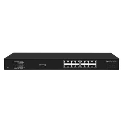 Cina 16 porte Gigabit PoE Switch 300W Budget VLAN non gestito 250M Distanza Fibra SFP in vendita