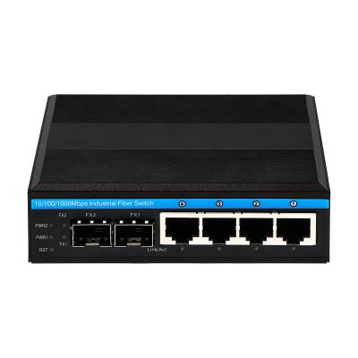 China 6 Port Gigabit Managed Industrial POE Switch DC 48V Input 4 RJ45+2 SFP With Din-Rail for sale