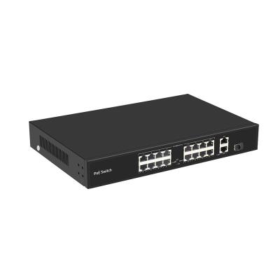 China 16 Port 250-Meter PoE Switch PoE Af/At 10/100M Support VLAN Mode 300W Budget for sale