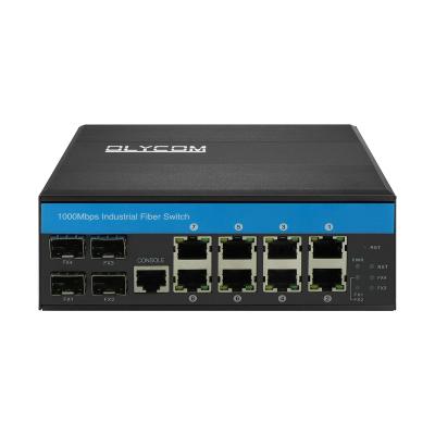 China Industrial POE Ethernet Switches 4*1000 Base-X 8*10/100/1000Base-T Managed Network Switches for sale