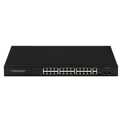 China 24 Port Network 48V Active PoE Switch 450W Standard AF/AT With 2 RJ45 Uplink Port Ethernet Sfp Fiber Switch for sale