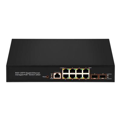 China 8 Port Gigabit Managed PoE Switch SFP Fiber Optic 120W Budget AC Input Realtek Chip for sale