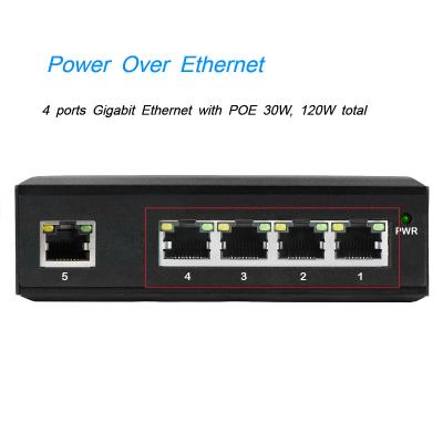 China 4 Port POE Voltage Booster DC12-48V Input For Solar Power With 1 Uplink Network Port Switch for sale