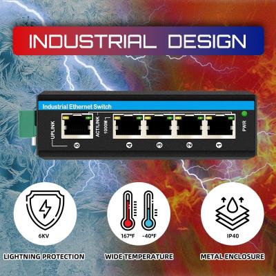 China Hardened 10/100/1000mbps Mini Unmanaged Network Switch Poe Switch 12-48v DC for sale