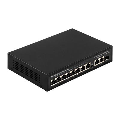 China 120W Unmanaged POE Switch 8 PoE 10/100/1000Mbps + 2 LAN 10/100/1000Mbps + 1SFP 100/1000M for sale