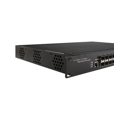 China 24 Port Gigabit L2 Managed Switch 12 rj45 12 sfp 1U Rack-mount Ethernet Switch OEM/ODM for sale