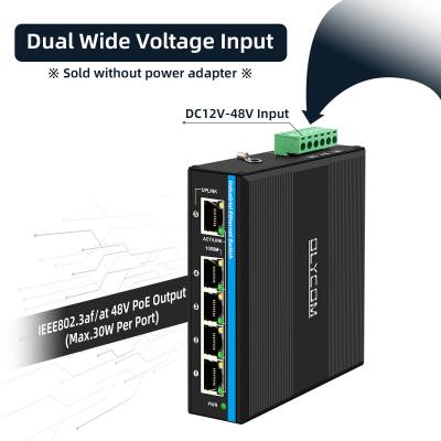China 5 Por Solar PoE Switch MPPT Battery Powered Gigabit E-Mark Network 120W DC12V/DC24V/DC48V Input for sale