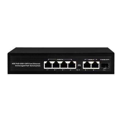 China 6 Port Plug And Play POE Switch 48V With 1000Mbps Ports IEEE 802.3 Af/at Ethernet Switch Suitable For POE IP Camera for sale