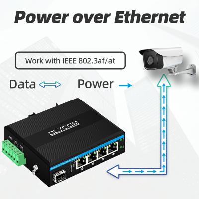 China 5 Port Gigiabit Outdoor Poe Switch Mini Industrial Fiber Switch IP40 Din Rail Switch for sale
