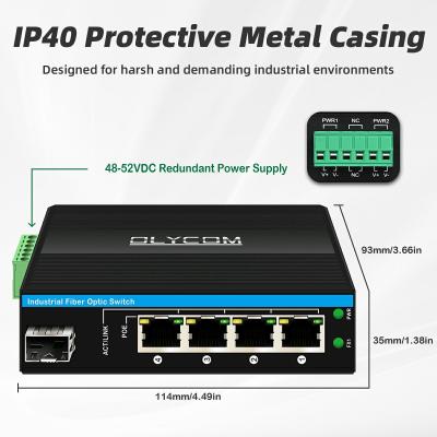 China 5 Port Gigiabit Outdoor Poe Switch Mini Industrial Fiber Switch IP40 Din Rail Switch for sale