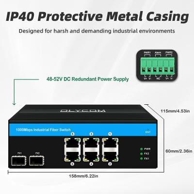 China 8 Port Gigabit Unmanaged Switch Ethernet Poe Switch DC48V Din Rail Network Switch for sale