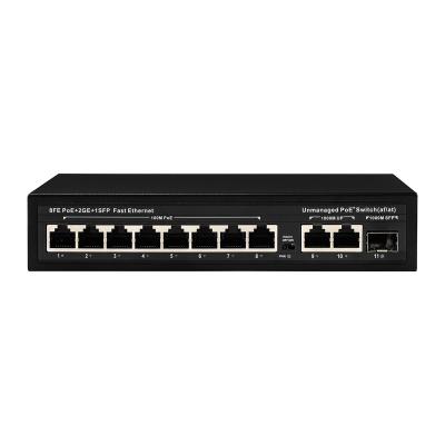 China Extended Range 8-Port PoE Switch 10/100M with 120W/150W Consumption and 250m Coverage for sale