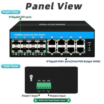 China Unmanaged Poe Switch gigabit 16 port switch PoE af/at/bt 240w budget for outdoor use for sale