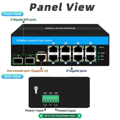 China L2 managed network switch Vitesse chipset industrial ethernet switch with 2SFP+8RJ45 for sale